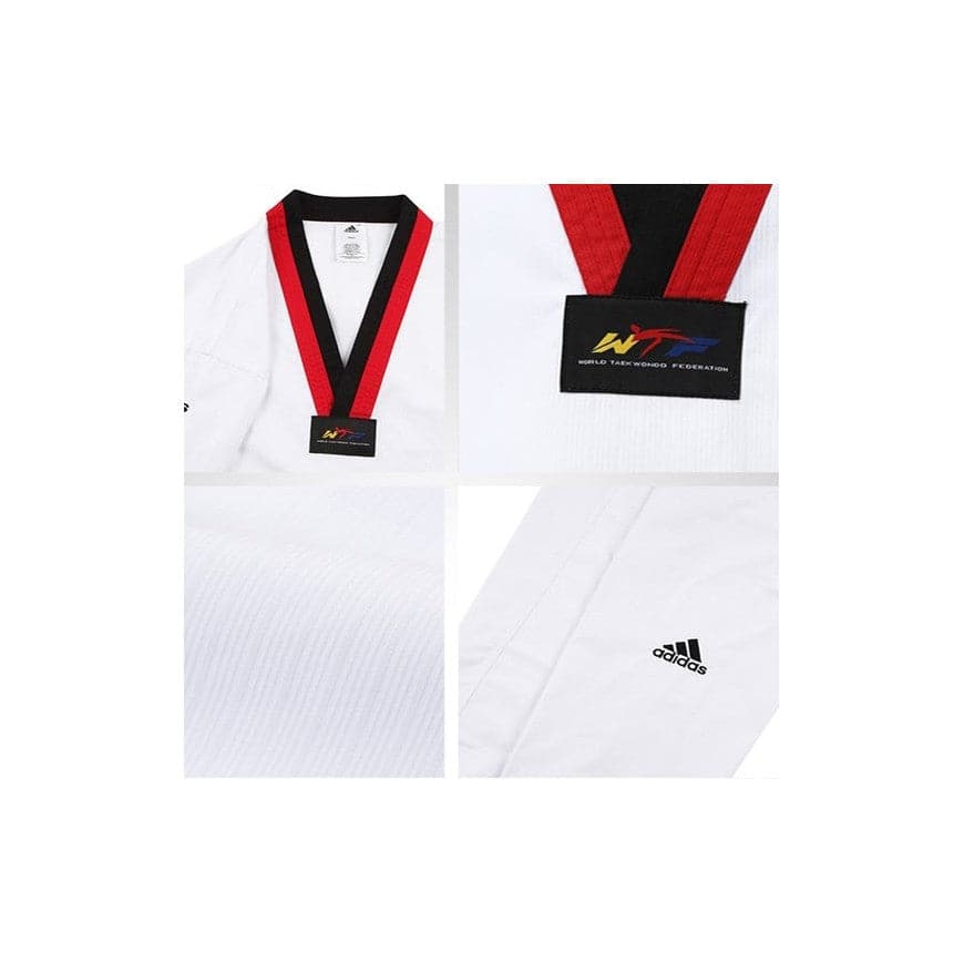 Dobok Taekwondo ADIDAS CHAMPION II cuello rojo y negro - Solo Artes ...